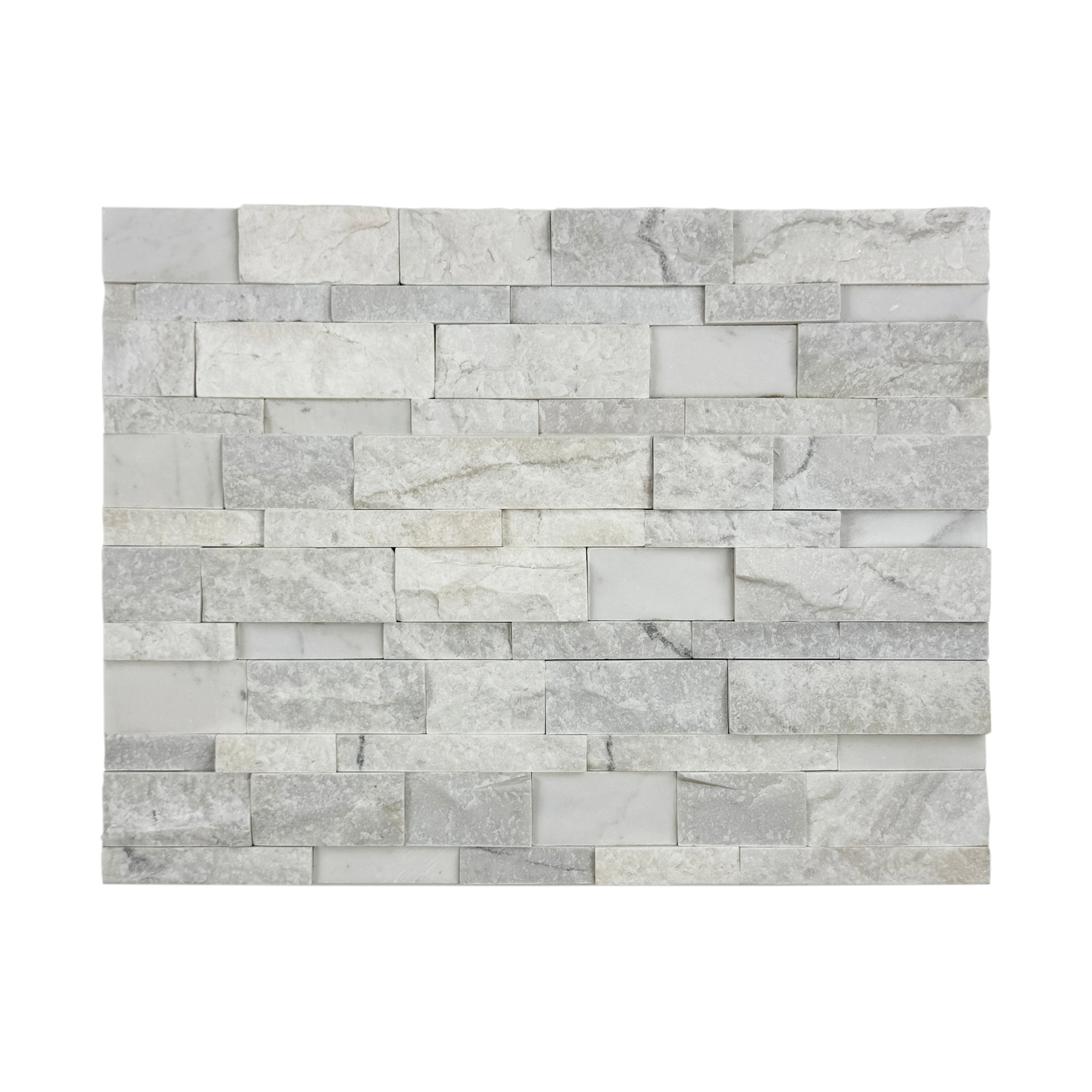 Luxe Aura series Milky White Mixed Size Polish & Split Marble Wall Cla ...