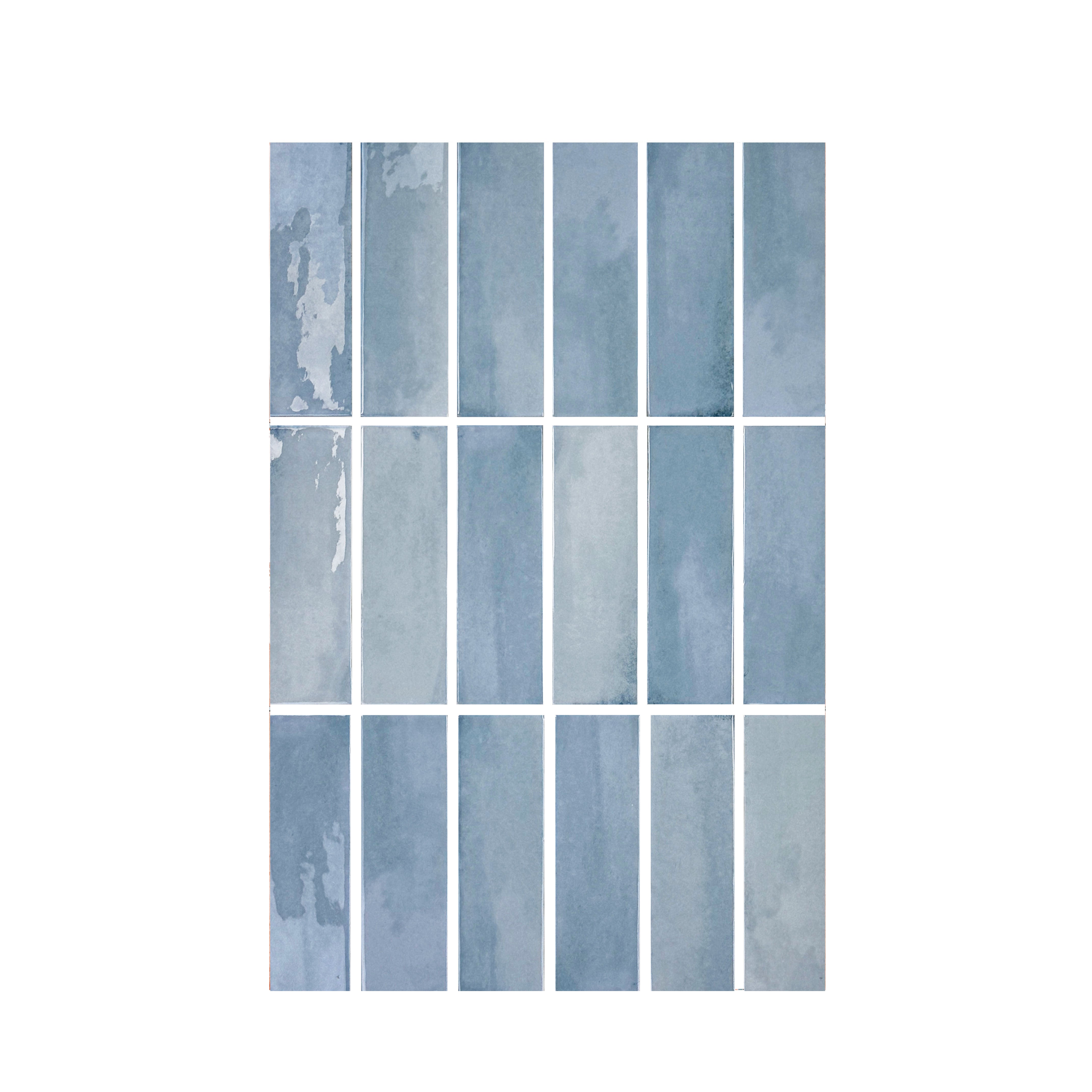 Milan Chromatic Series Stone Blue Rectangle Glossy Porcelain Artisanal ...